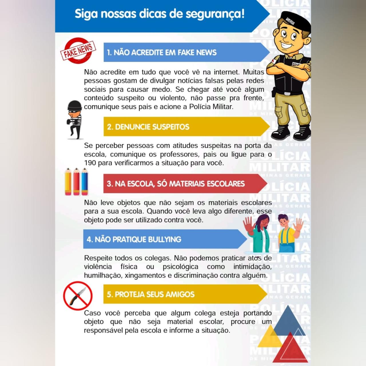 PMMG lança cartilha com dicas voltadas à segurança nas escolas - Araxá ...